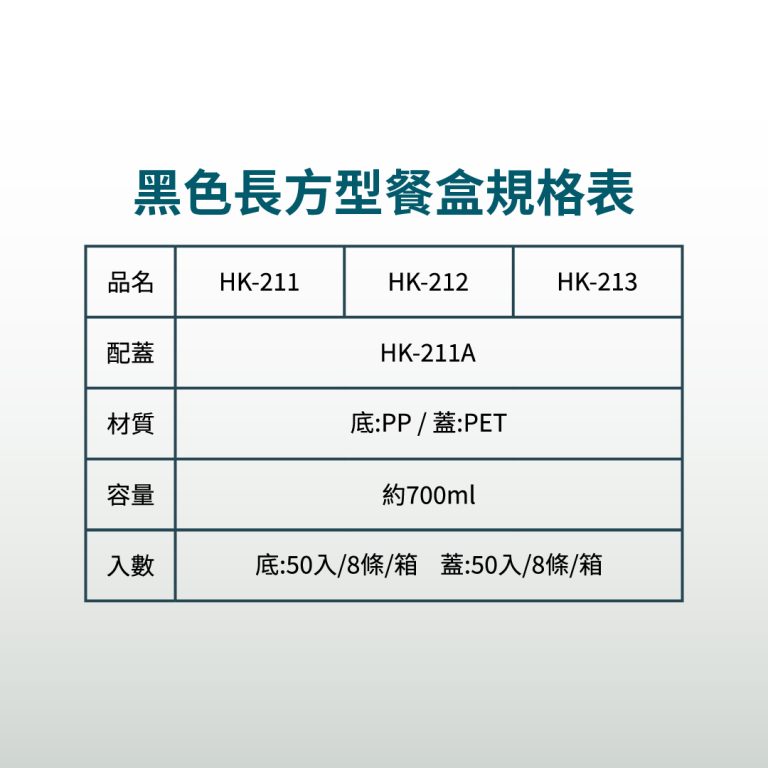 黑色長方形餐盒(HK211/212/213) - 德品免洗餐具
